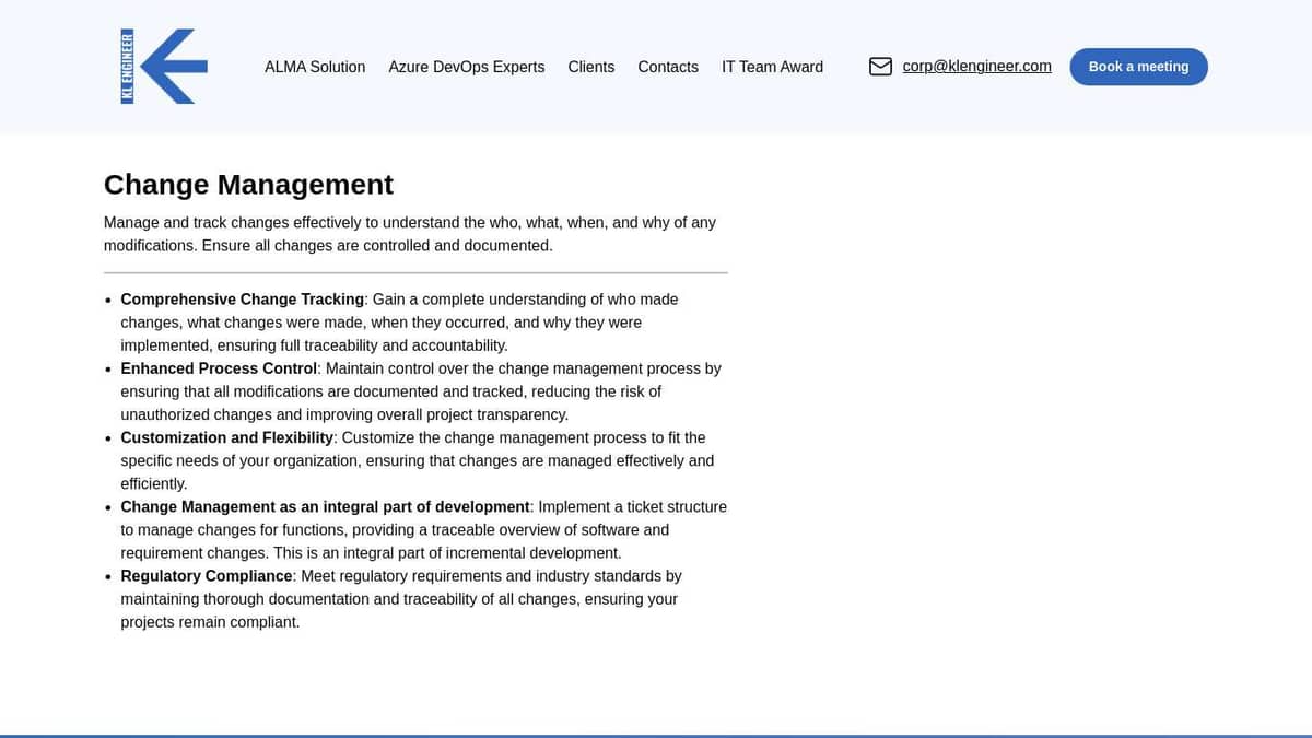 KL ENGINEER - ALM Solution - System functionality