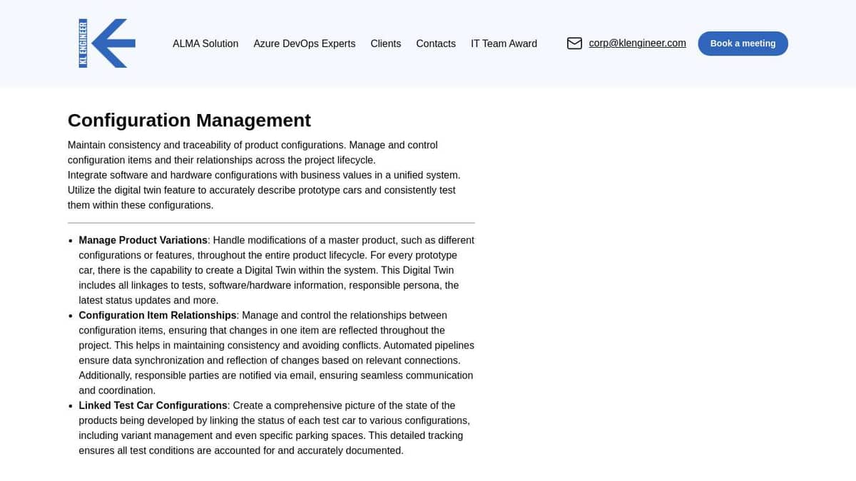 KL ENGINEER - ALM Solution - System functionality