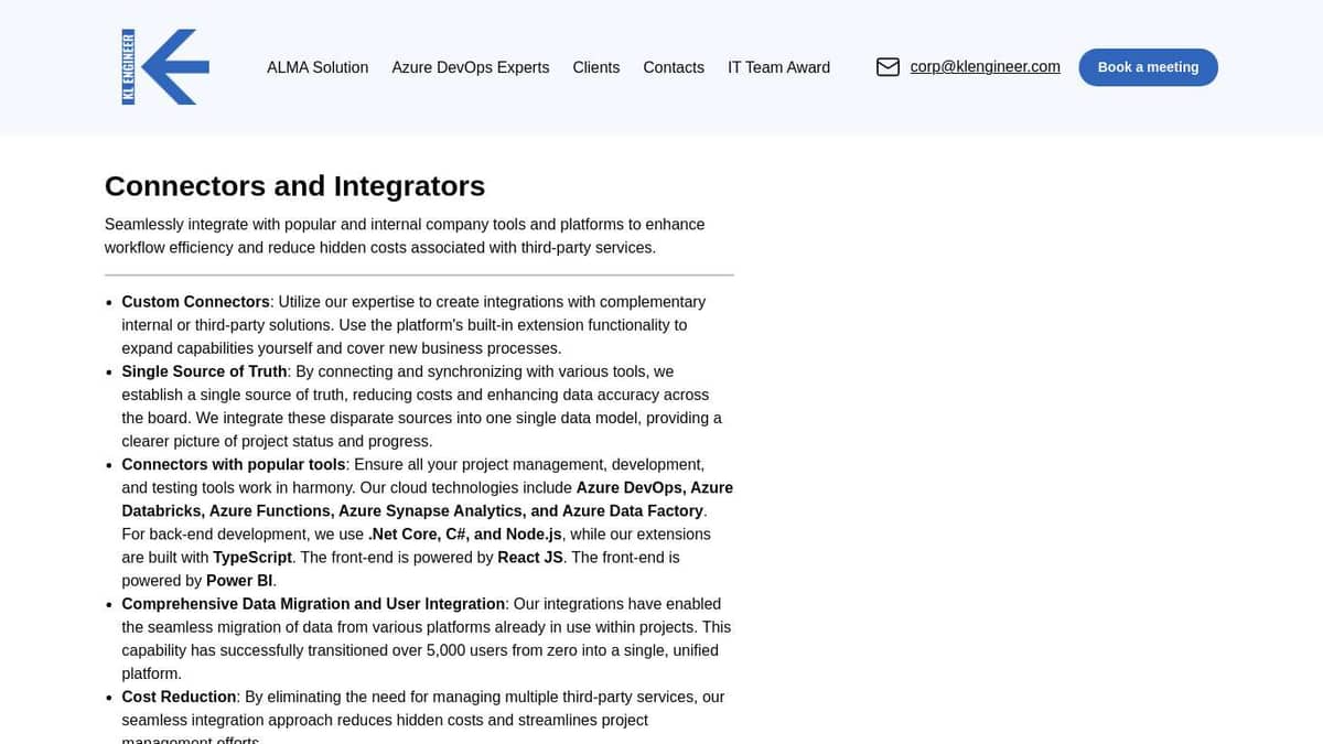 KL ENGINEER - ALM Solution - System functionality